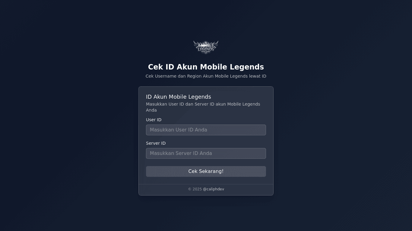 GitHub - cabrata/check-id-mlbb: A lightweight web tool to check Mobile Legends account username ...